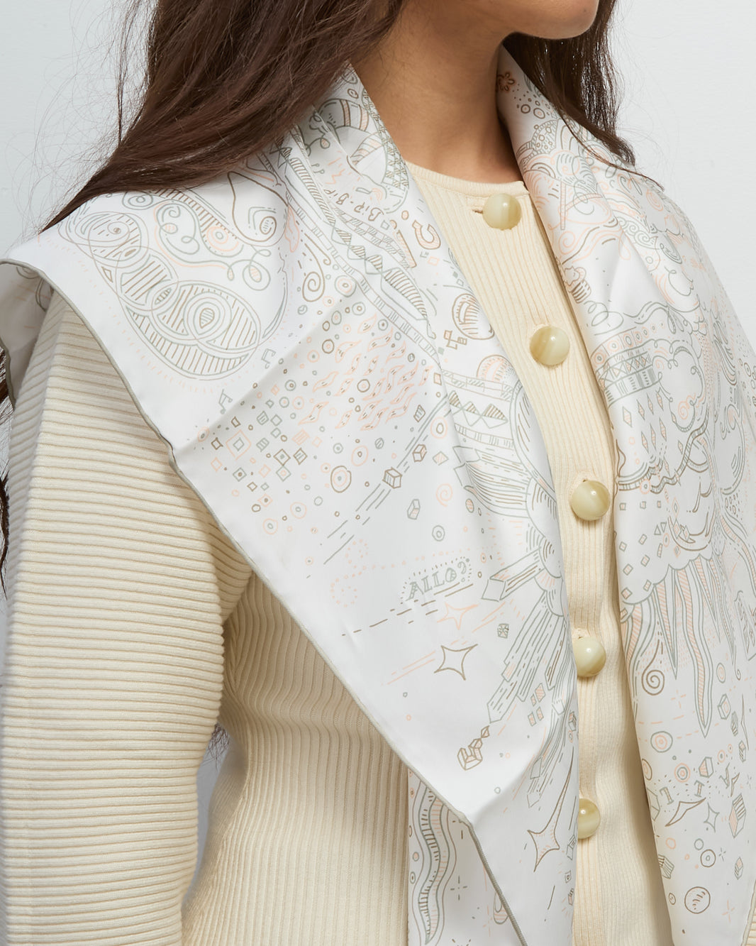 Buy Hermès White Blanc/Rose Nacre/Green Vert-de-Gris Multi"Please Hold ...