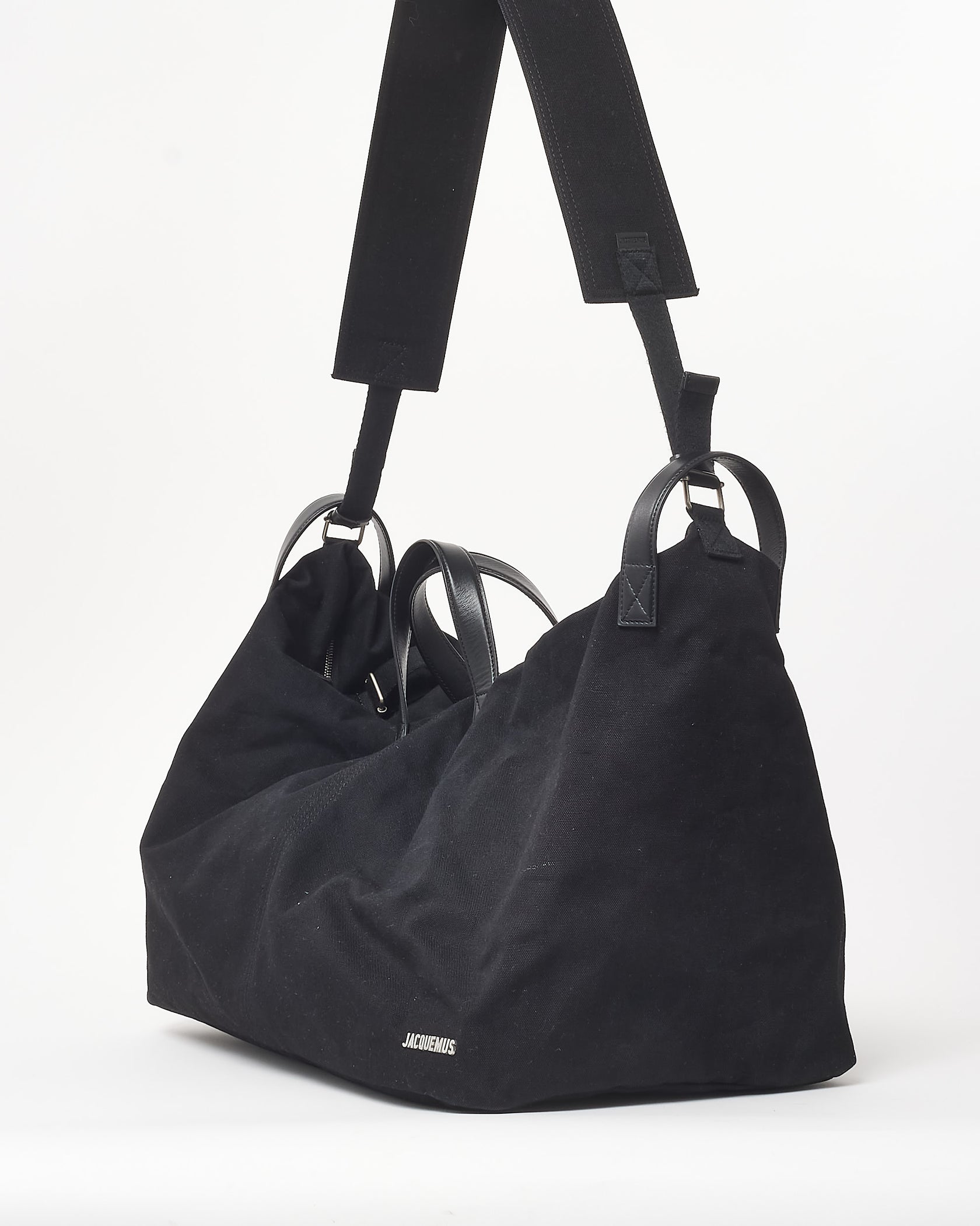 Buy Jacquemus Black Canvas Weekender Travel Bag - Authenticated Pre ...