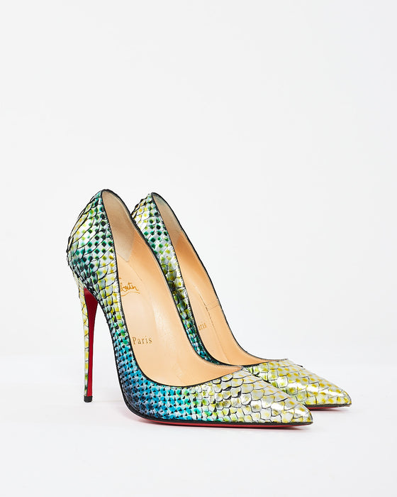 Christian Louboutin Multi Iridescent Snakeskin Pointed Toe Pumps - 37 ...