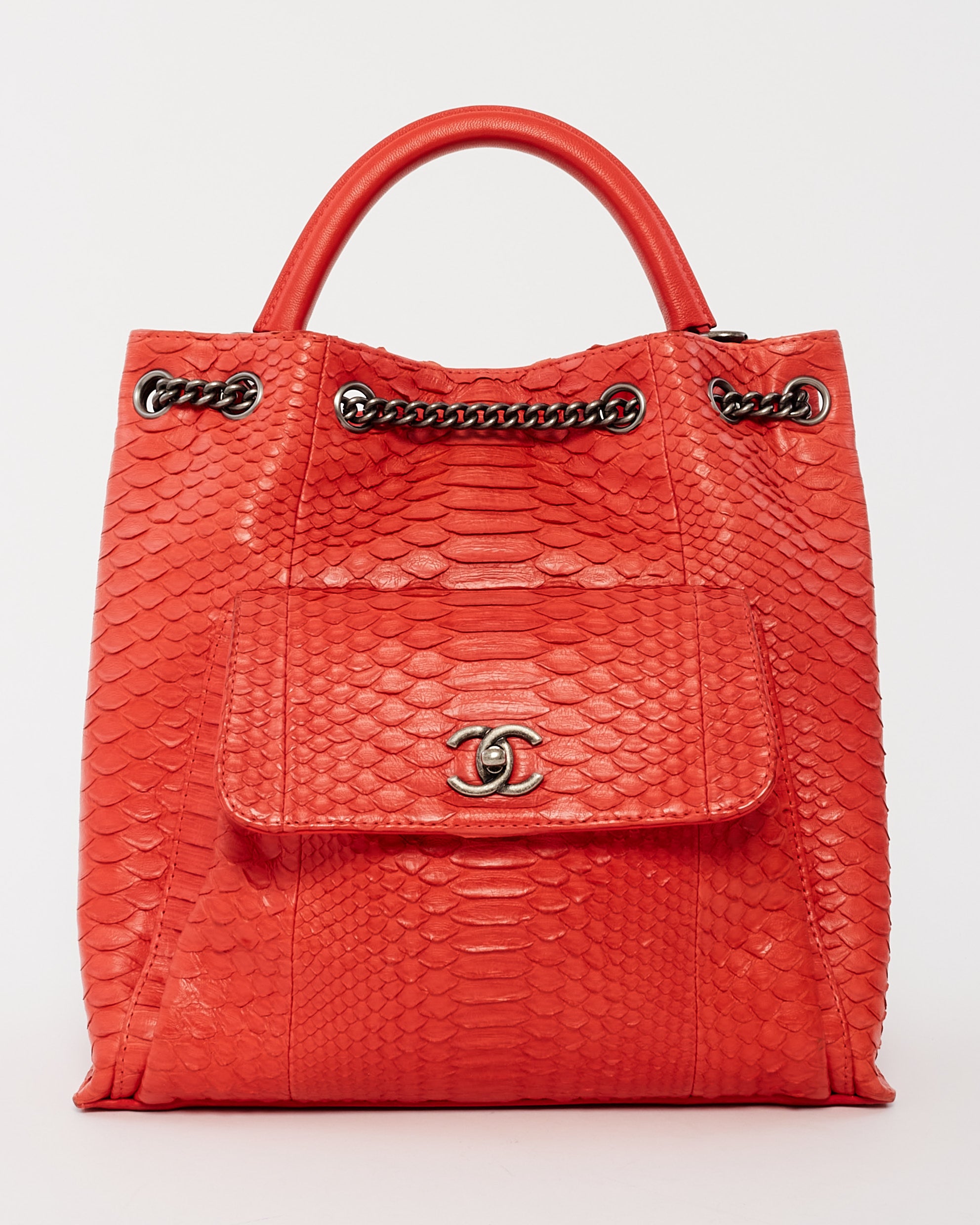 Buy Chanel Red Python Top Handle Backpack - Authenticated Pre-Owned ...