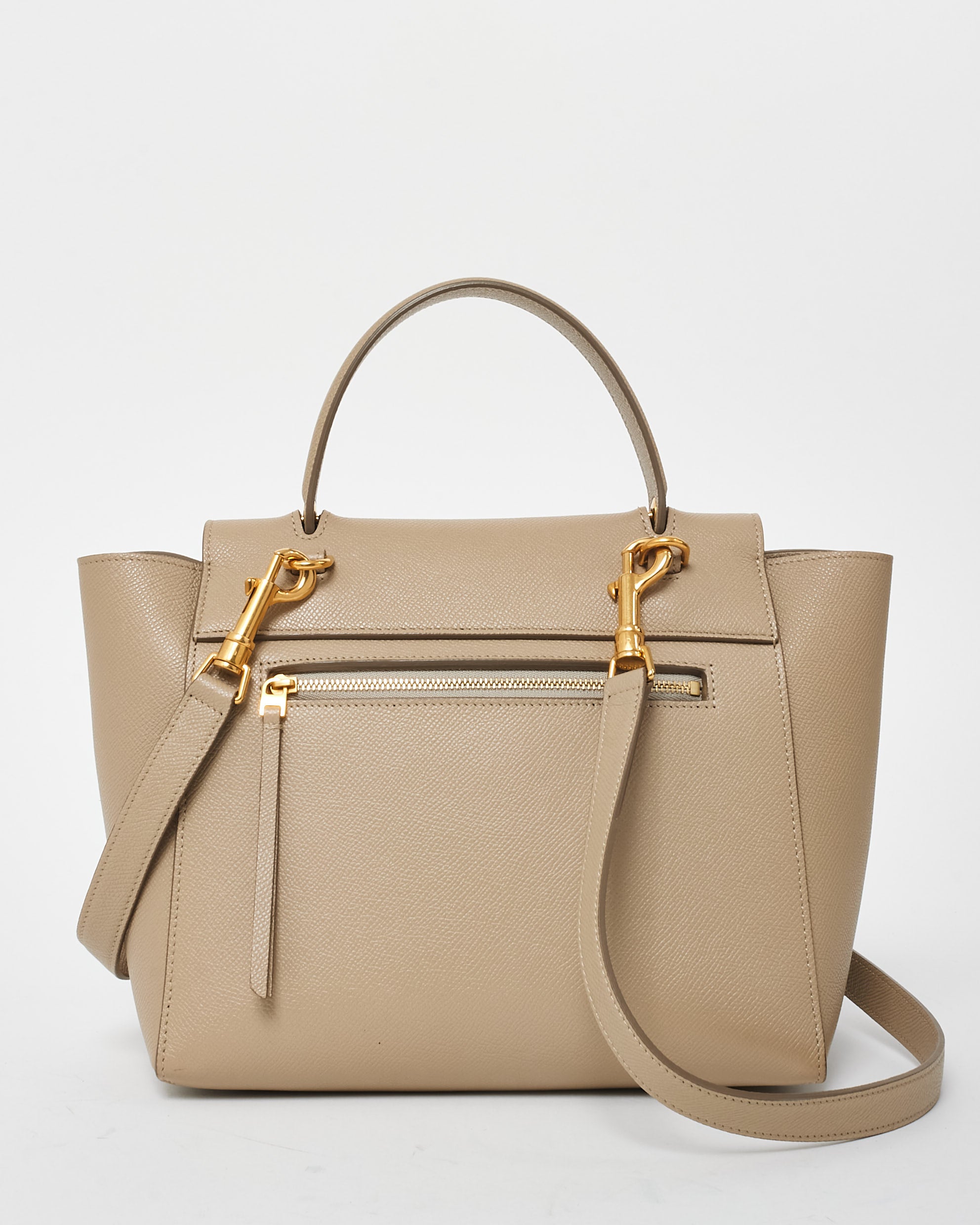 Celine Taupe Beige Grained Leather Micro Belt Bag