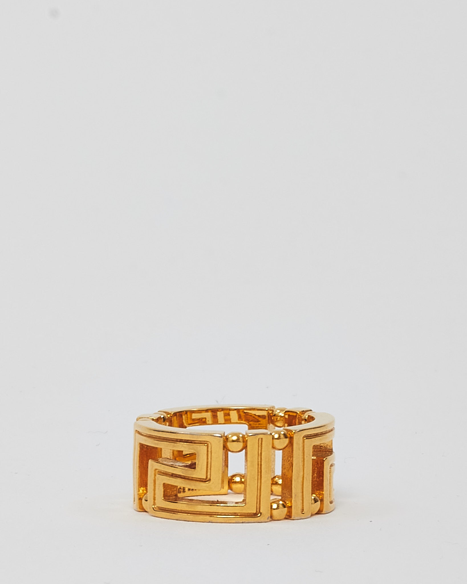 Buy Versace Gold Versace Logo Ring - 4.5 - Authenticated Pre-Owned ...