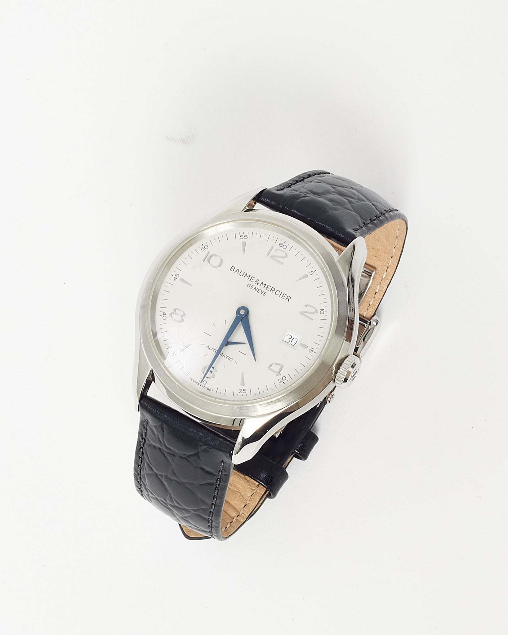 Buy Baume & Mercier Stainless Steel, White Dial, Black Croc Leather ...