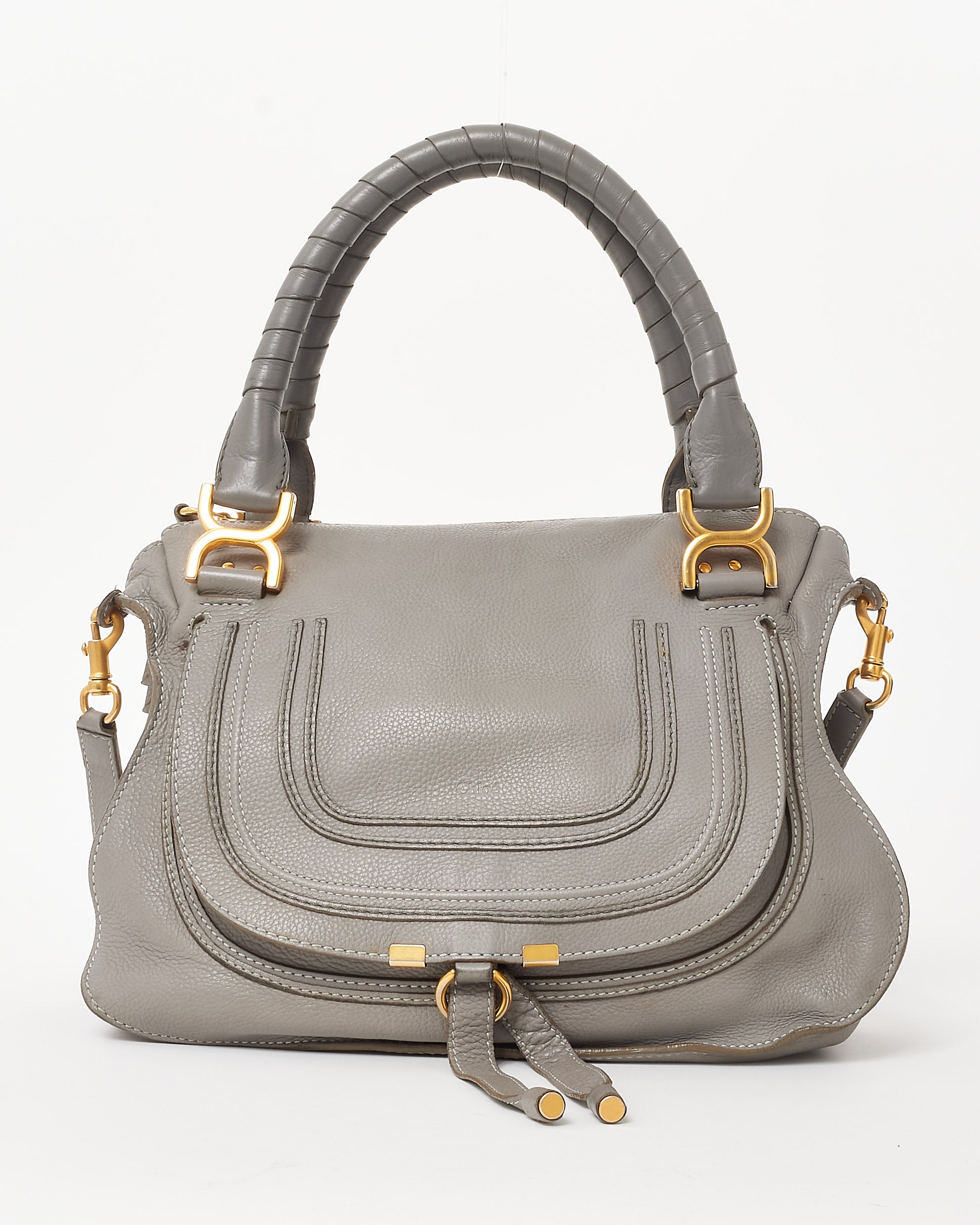 Buy Chloé Grey Leather Small Marcie Double Carry Bag - Authenticated ...