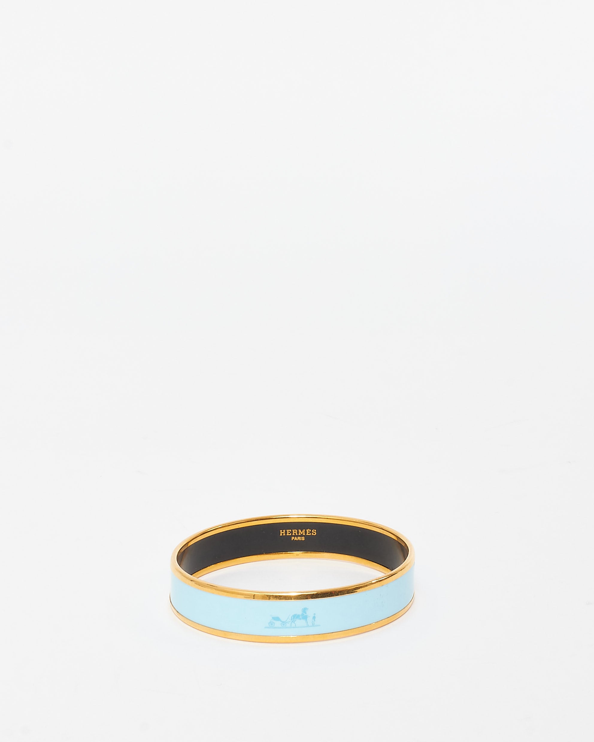 Buy Hermès Light Blue Enamel Wide Caleche Bangle Bracelet ...