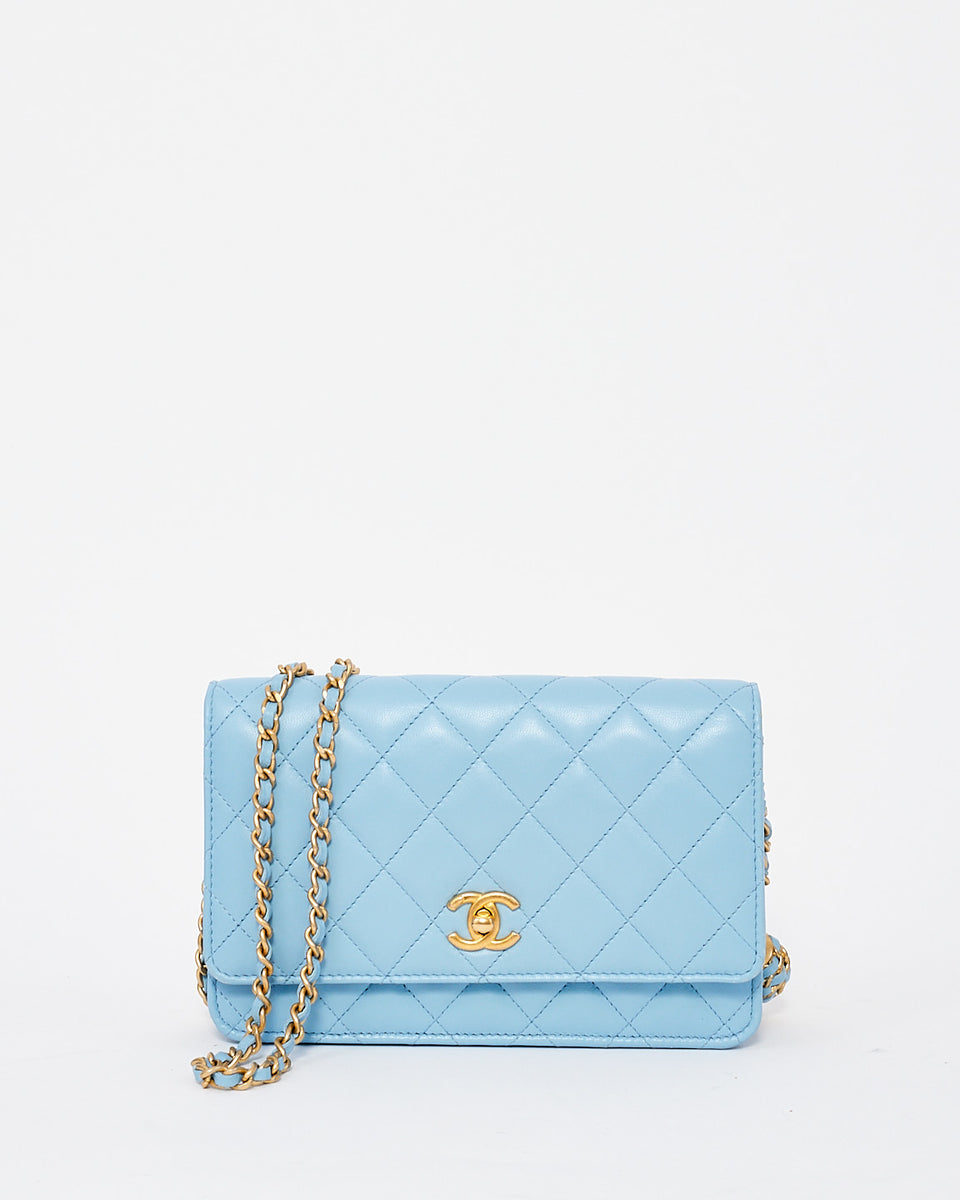 Chanel Baby Blue Lambskin Leather Pearl Crush Wallet on Chain – RETYCHE